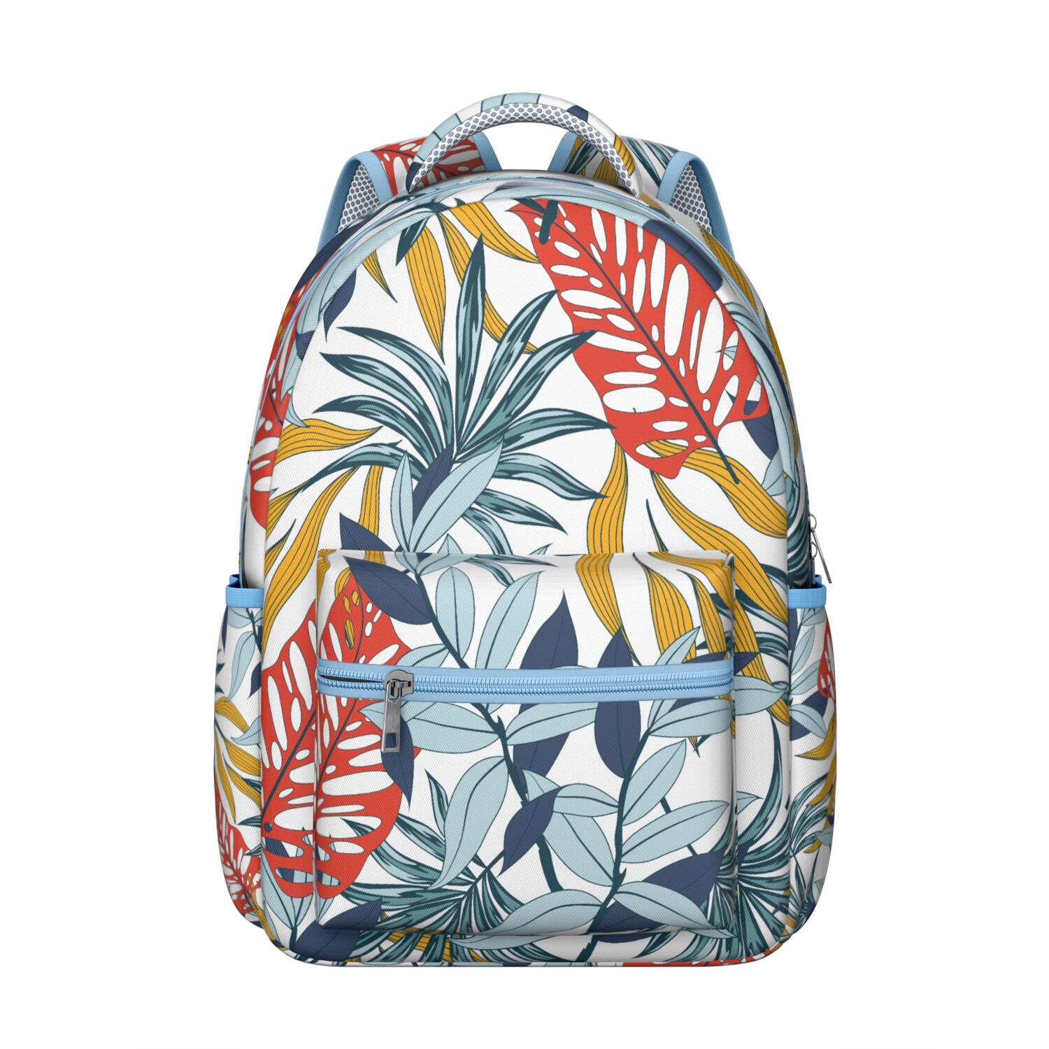Exotic Floral School Backpack Hawaiian Print Jungle Leaf Design Vibrant ...