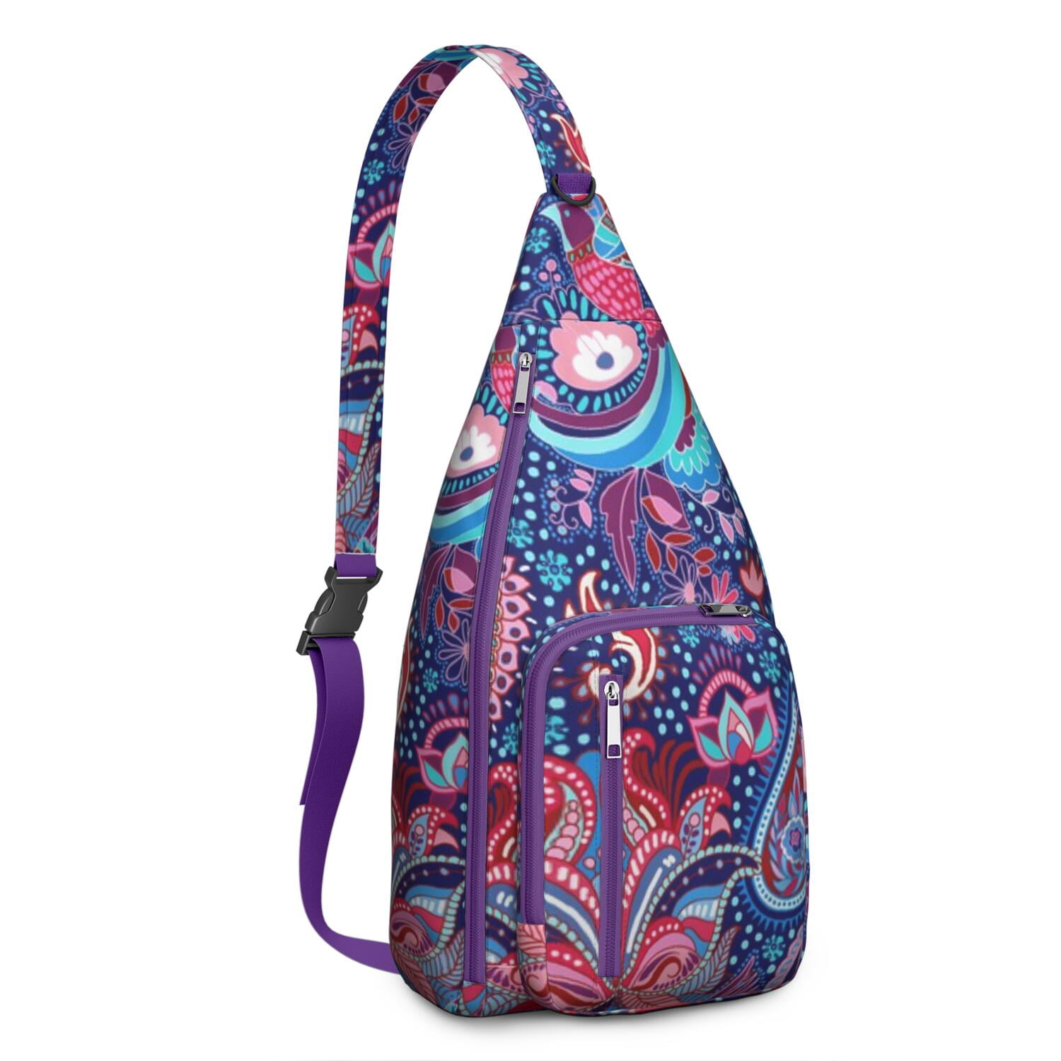 Exotic Floral Sling Backpack - Handcrafted Paisley Pattern, Multi ...