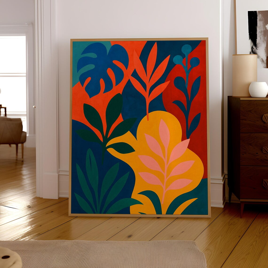 Exotic Flower Art Abstract Print, Colorful Botanical Wall Decor Home ...