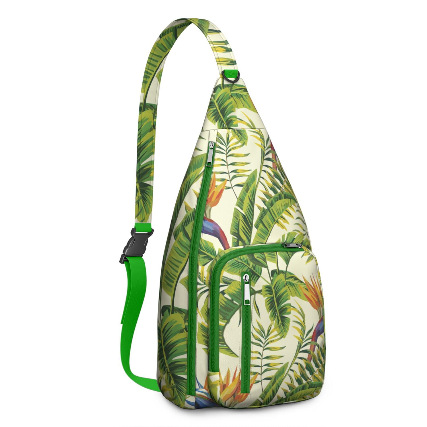 Exotic Flowers Sling Backpack - Tropical Botanical Pattern Crossbody ...
