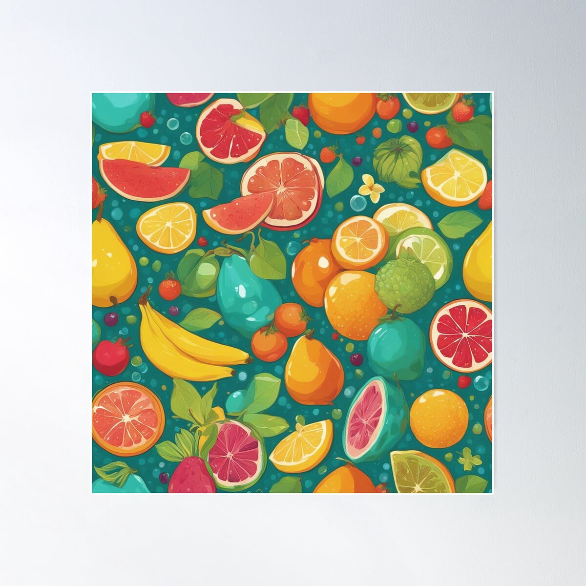Exotic Fruits Pattern - Tropical Fruit Delight Poster Wall Art, Modern ...
