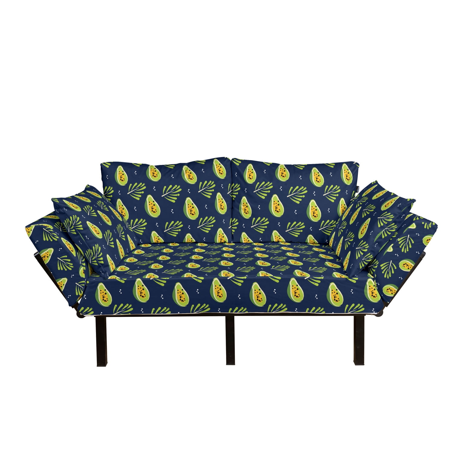 Exotic Futon Couch, Tropical Pattern of Exotic Papayas and Branches on ...