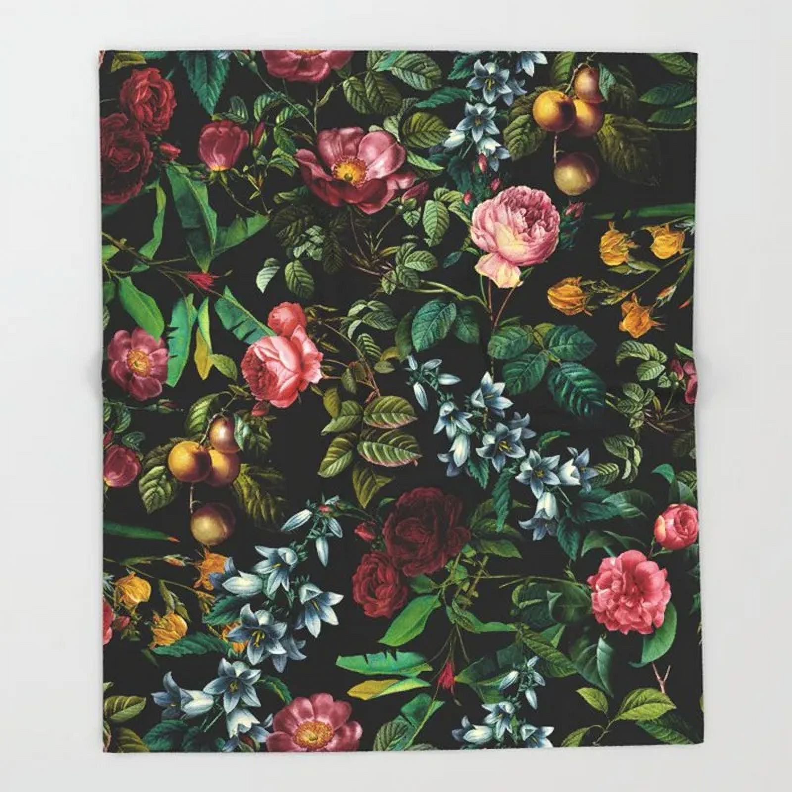 Exotic Garden Pattern Flannel Throw Blanket Colorful Flowers Soft Warm ...