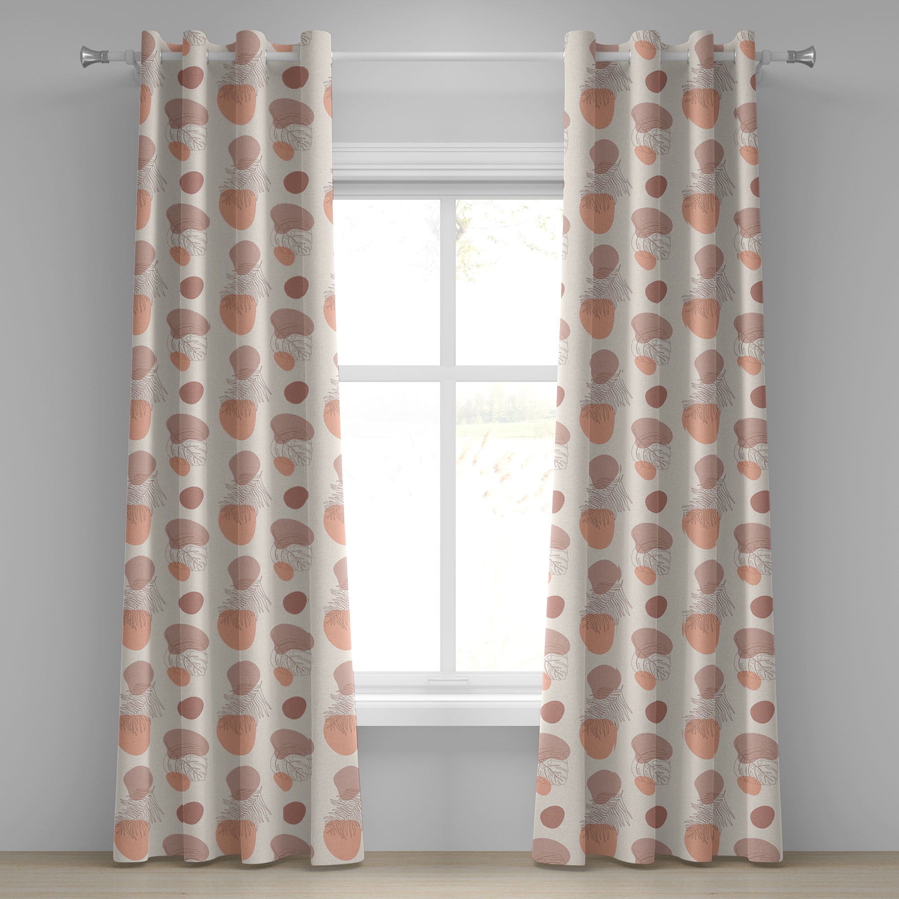 Exotic Grommet Curtain, Pastel Soft Colors of Minimalist Palm Tree ...