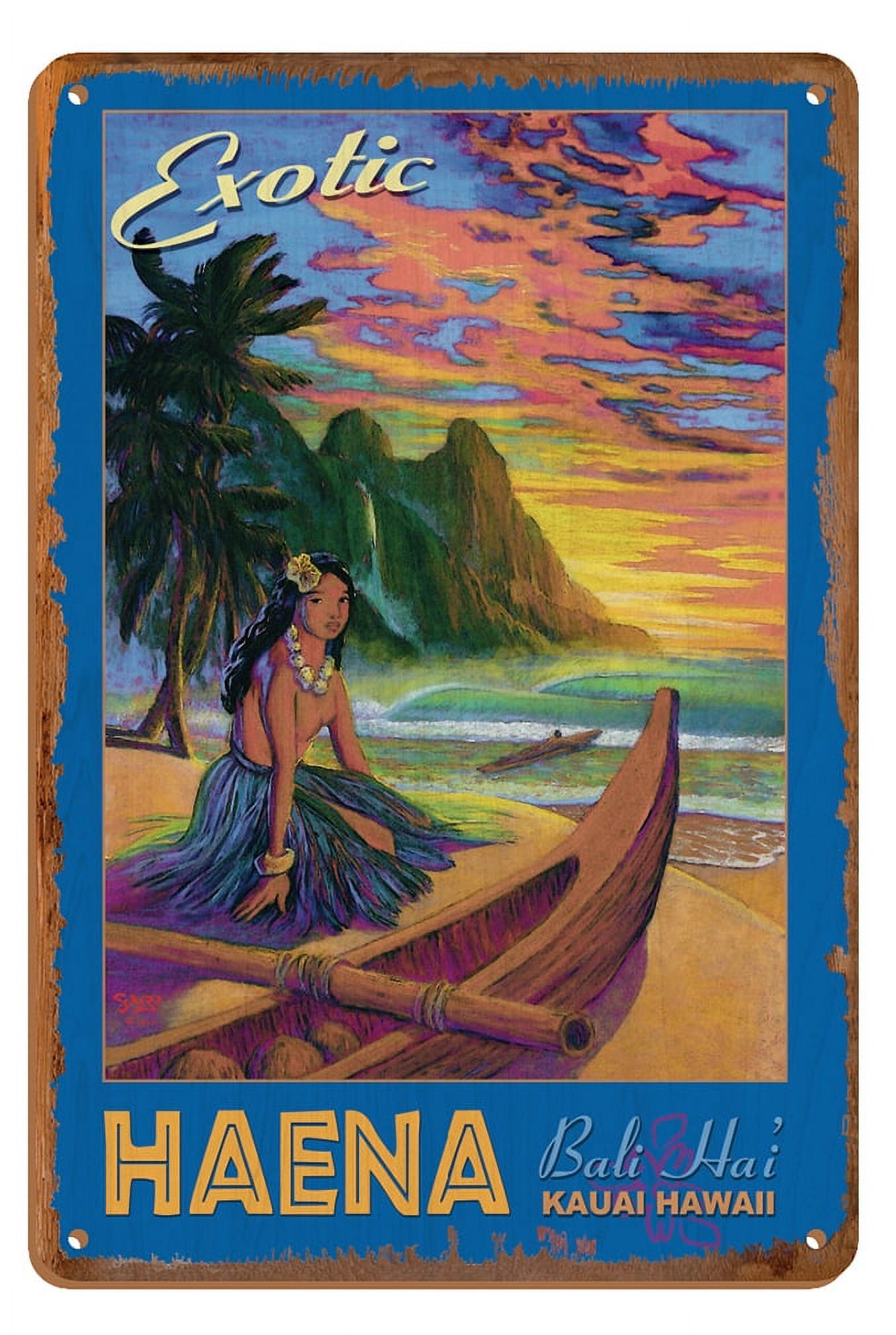 Exotic Haena Beach - Kauai Hawaii - Bali Hai Makana Mountain - Vintage ...