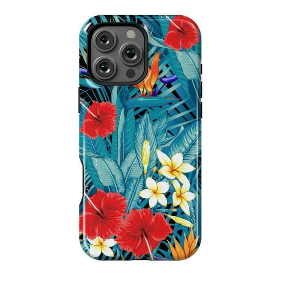 Exotic Hibiscus Flower Design Art iPhone Case 17 16 15 14 13 12 11 Pro ...