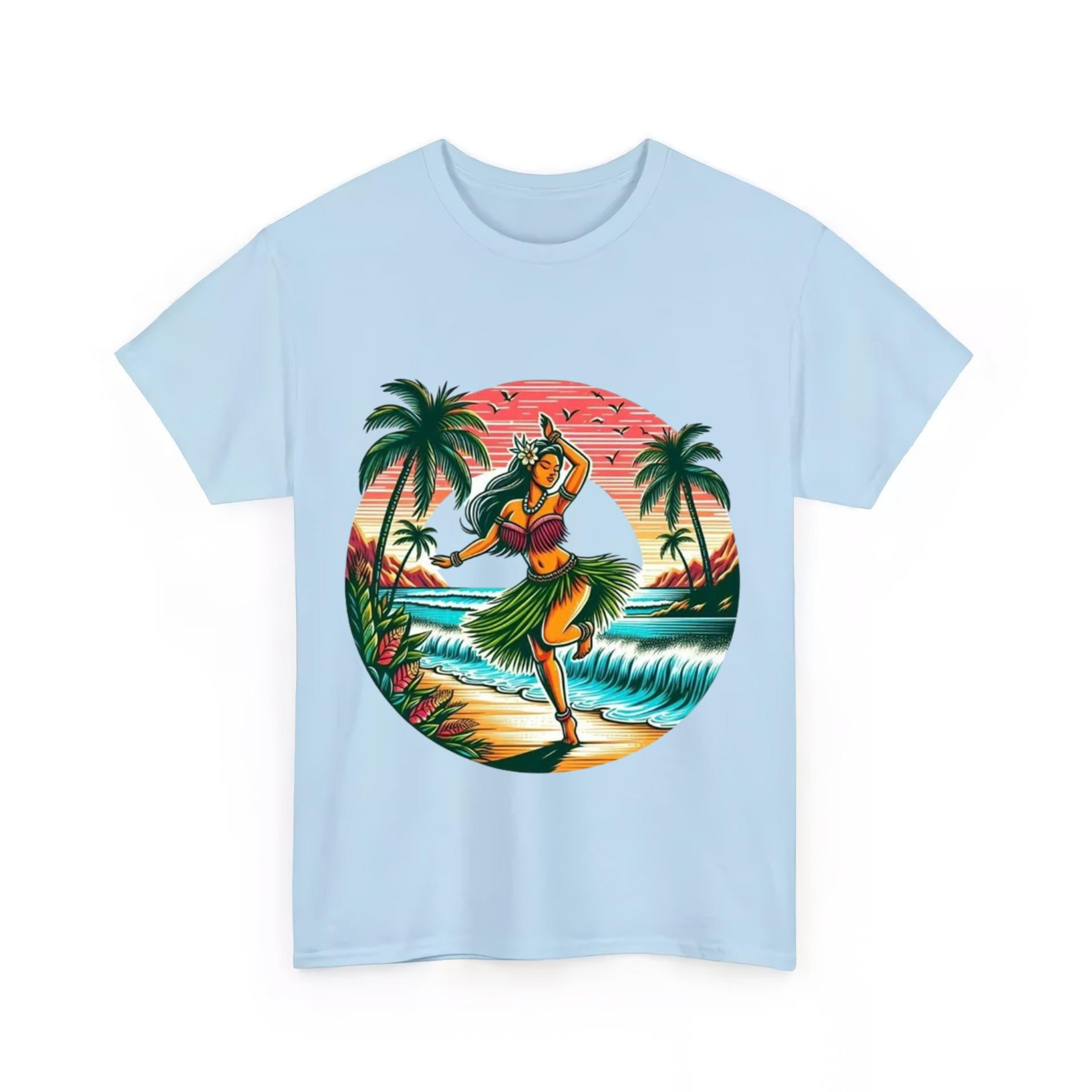 Exotic Hula Dancer Illustration - Vibrant Ocean Paradise Scene Shirt-C ...