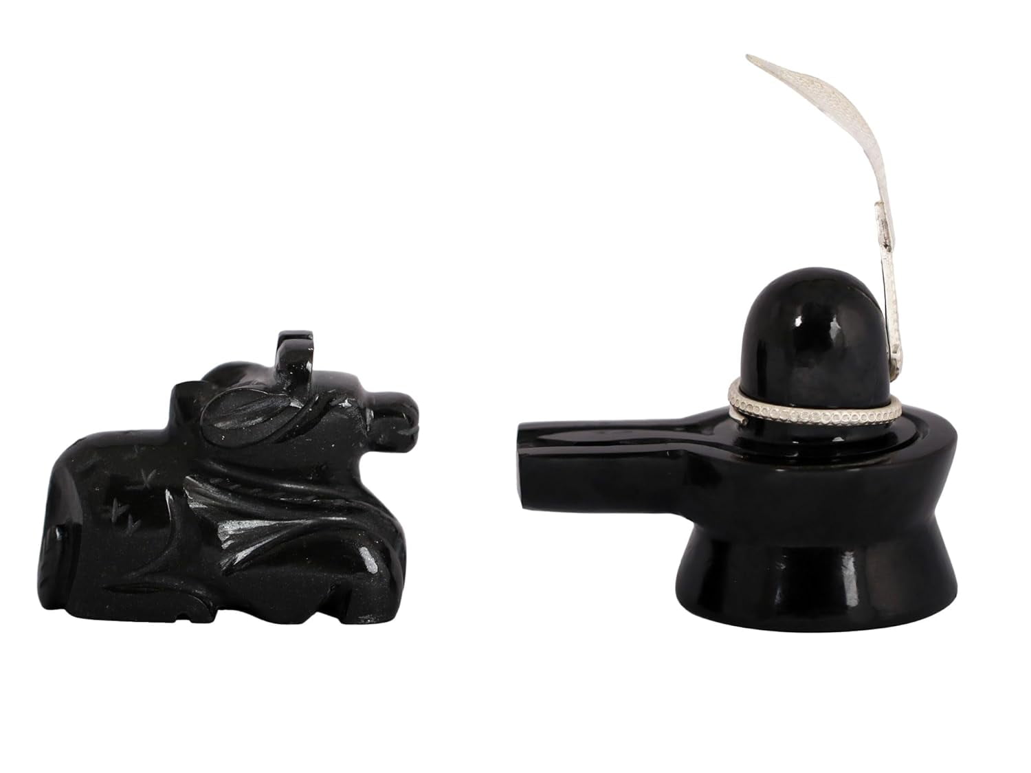 Exotic India Black Aagte Shivalinga Nandi with Silver Sheshnaag ...