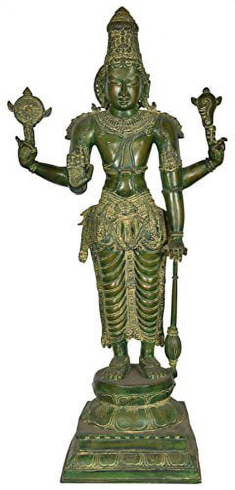 Exotic India Large Size Lord Vishnu - Brass Statue - Walmart.com