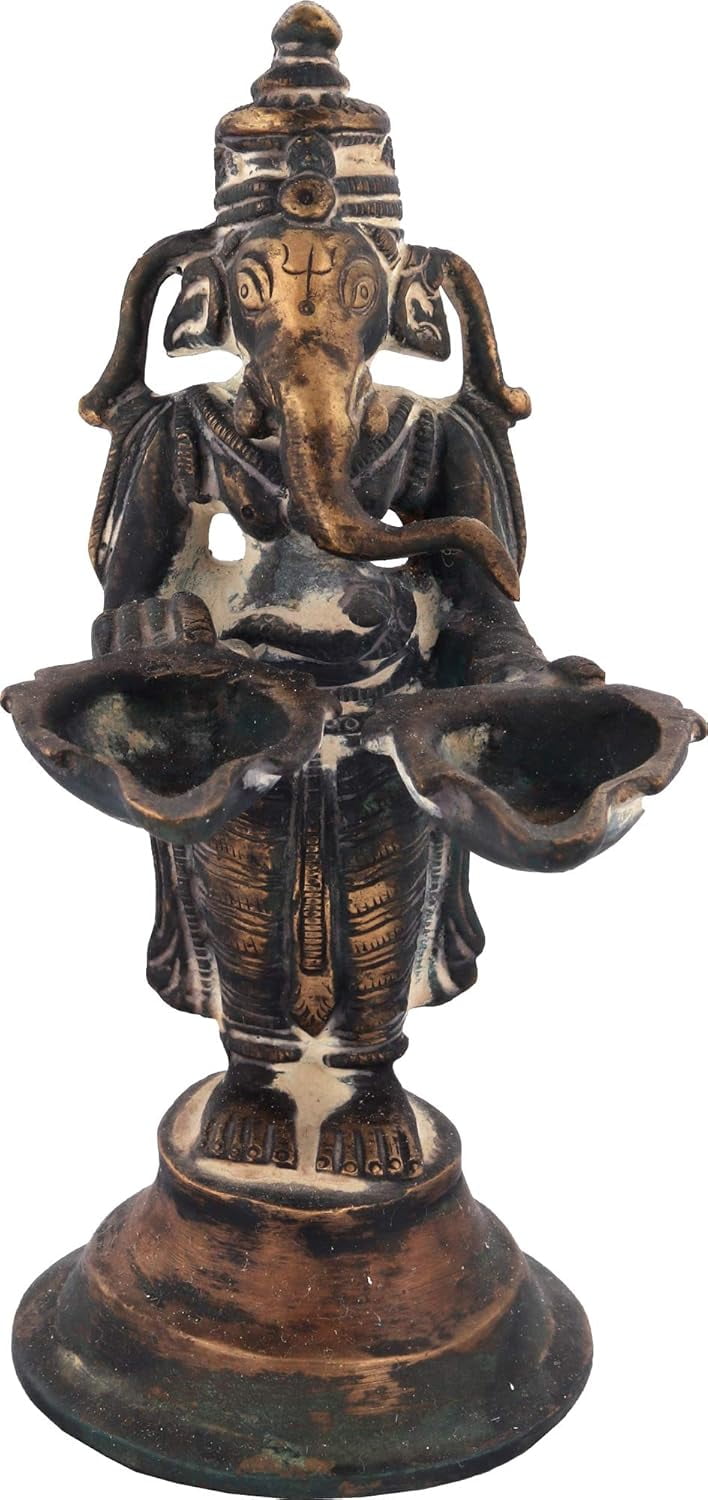 Exotic India Lord Ganesha Lamp Brass Sculpture - Walmart.com