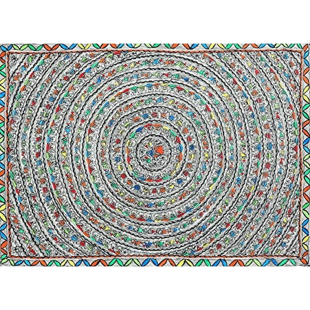 Mandala: Godna Style - Madhubani Painting on Hand Made Paper - Folk ...