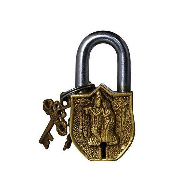 Exotic India Radha Krishna Temple Lock - Brass Statue - Walmart Business Supplies