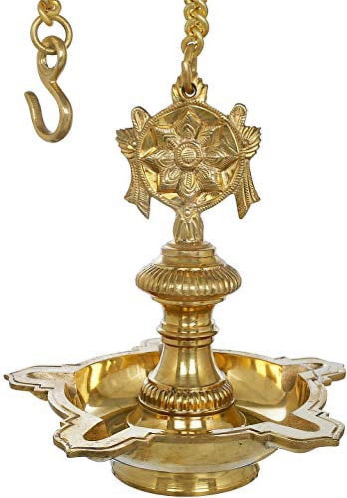 Exotic India Roof Hanging Lamp with Vaishnava Symbols - Brass Statue ...
