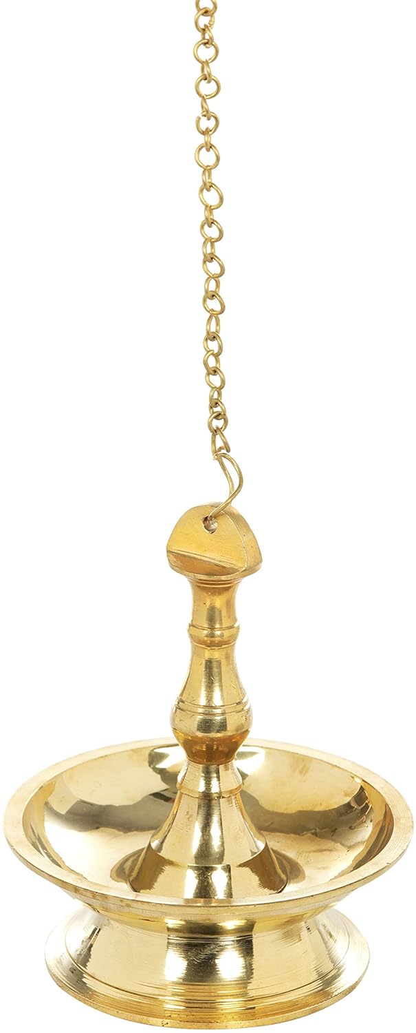 Exotic India South Indian Puja Lamp Brass Statue - Walmart.com