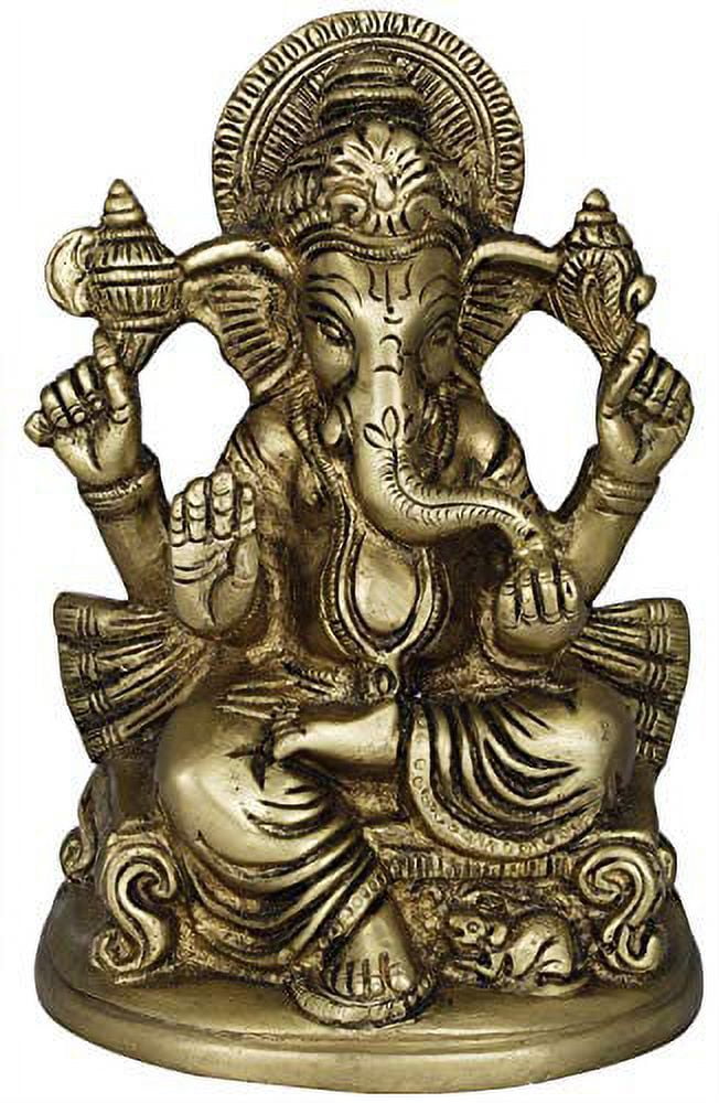Exotic India Throne Ganesha - Brass Statue - Walmart Business Supplies