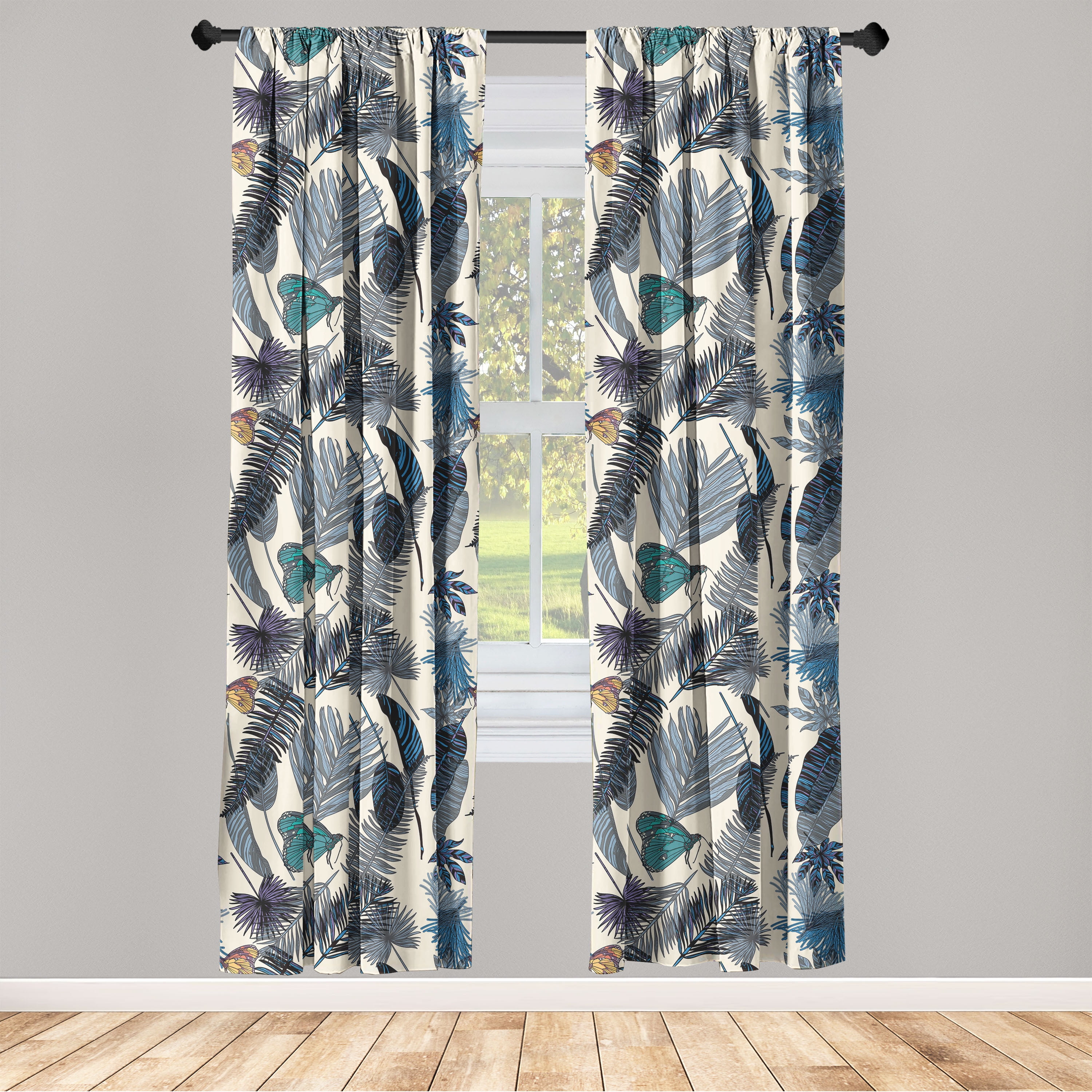 Exotic Jungle Life Window Curtains, Modern Boho Print of Tropical ...