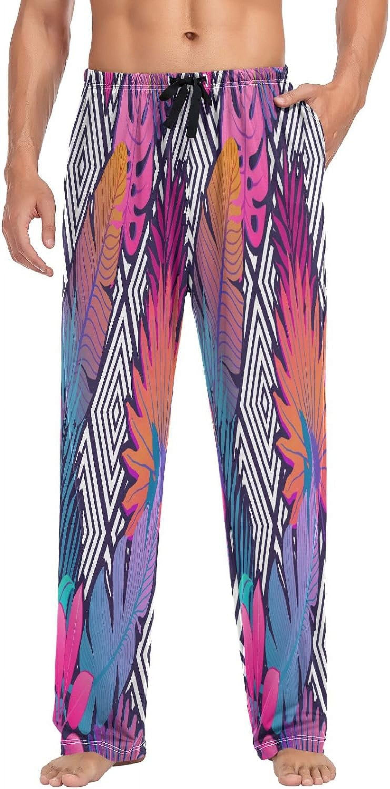 Exotic Leaves and Flowers Men's Pajama Pants Lightweight Sleepwear ...
