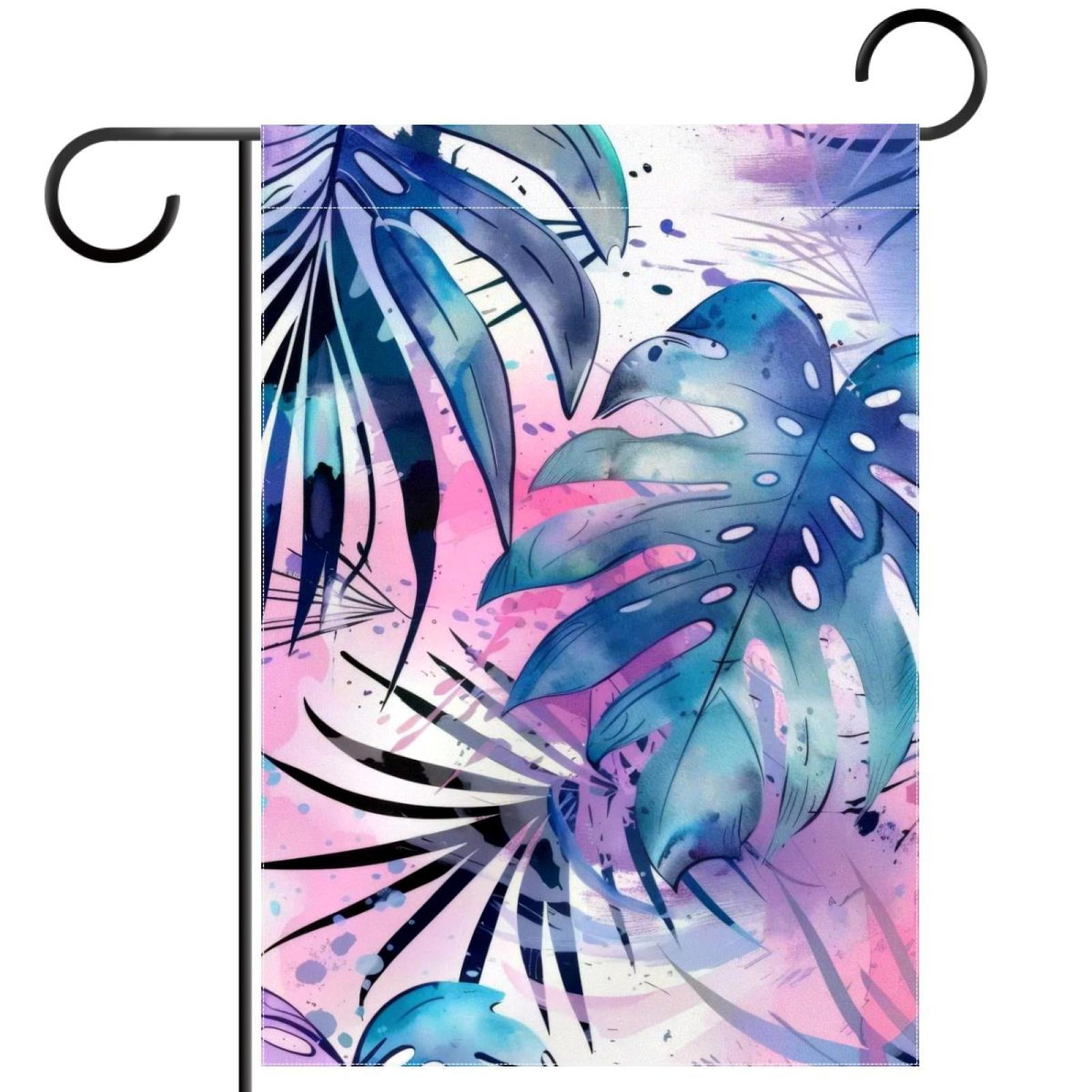 Exotic Leaves in Watercolor Splash Welcome Garden Flags, 12 x 18 Inch ...