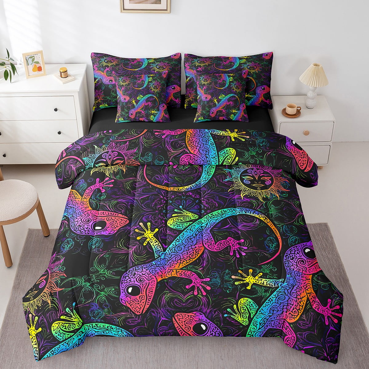 Exotic Lizard Bed in a Bag King Size Comforter Set 7 Pieces,Sun and ...