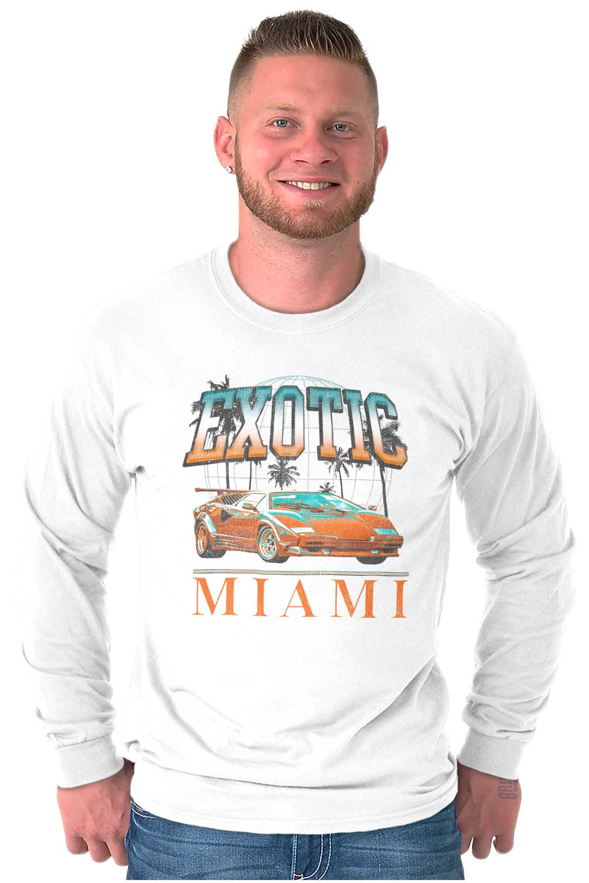 Exotic Miami Vintage Muscle Car Men's Long Sleeve Tee T Shirt Brisco ...