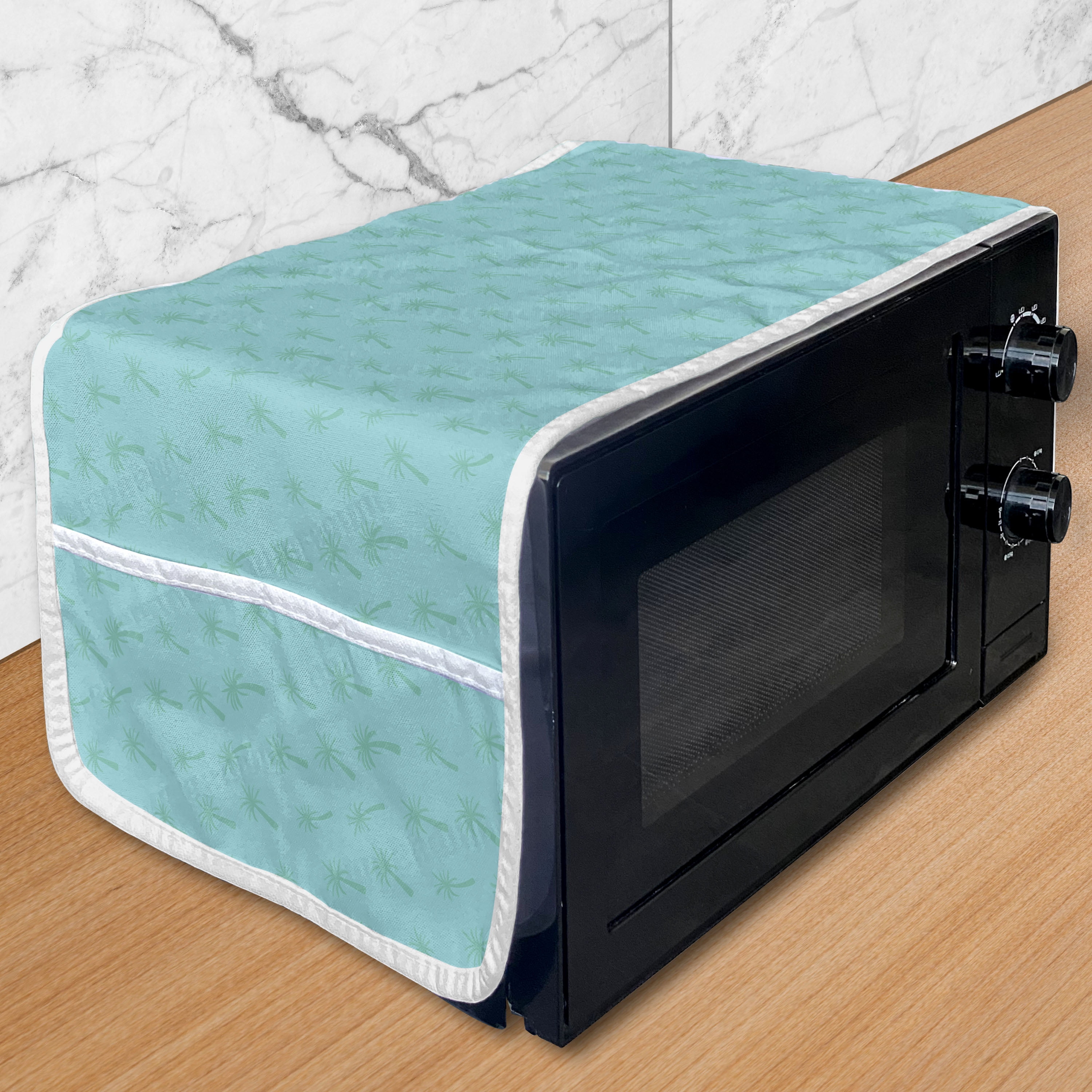 Exotic Microwave Oven Cover, Repeating Pattern of Silhouette Style Palm ...