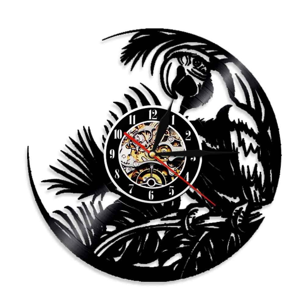Exotic Nature Wall Art Vintage Wall Clock Quaker Parakeet Vinyl Record ...