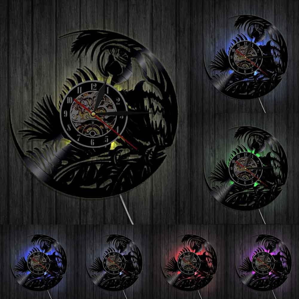 Exotic Nature Wall Art Vintage Wall Clock Quaker Parakeet Vinyl Record ...