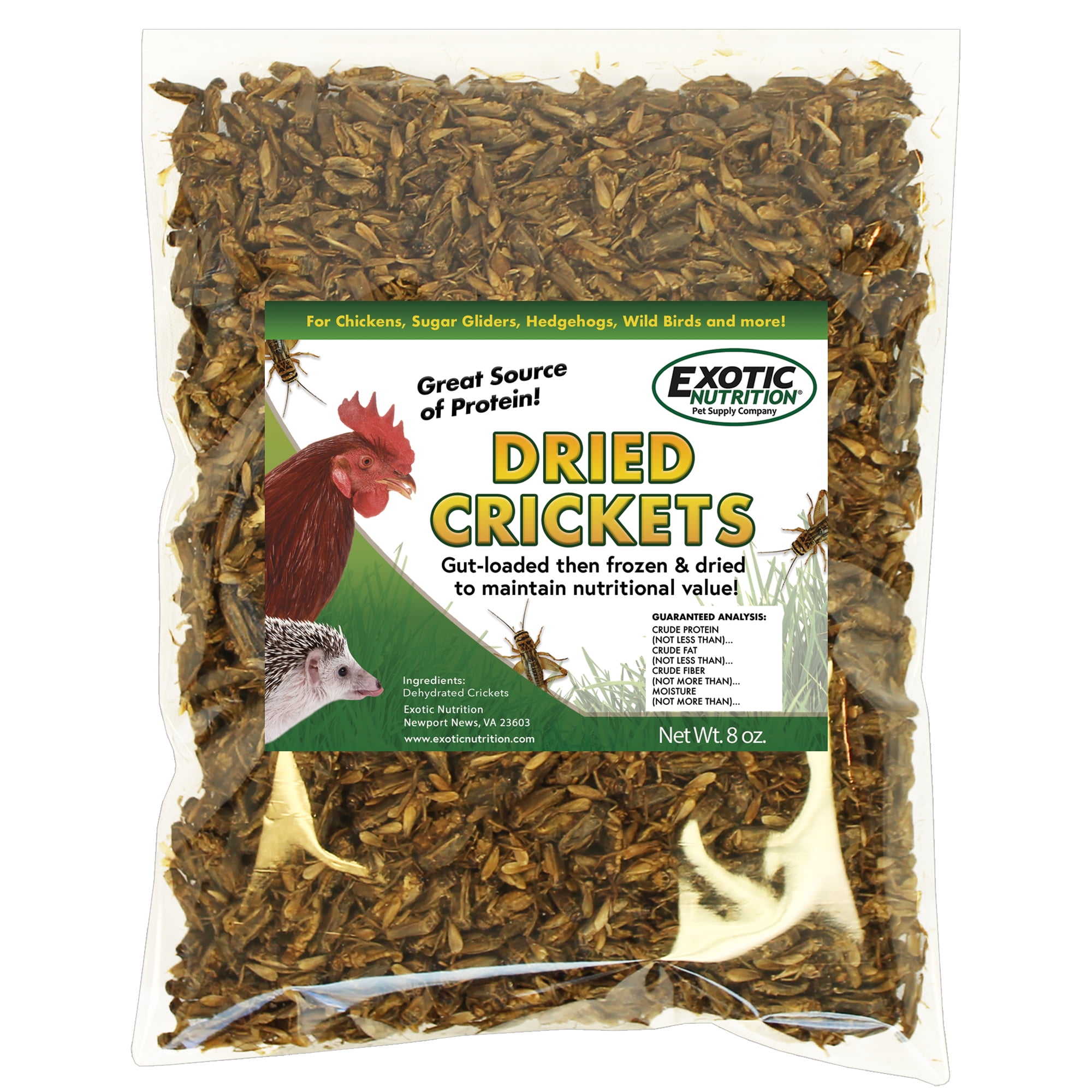 Exotic Nutrition Freeze Dried Cricket Food 8oz for Reptiles, Lizards ...