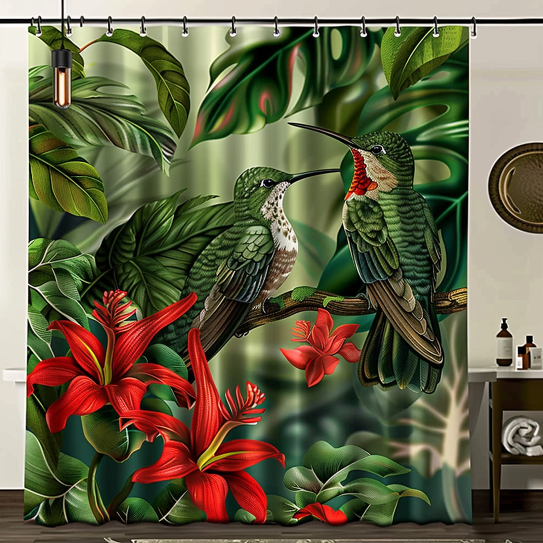 Exotic Oasis Shower Curtain Vibrant Tropical Rainforest Design
