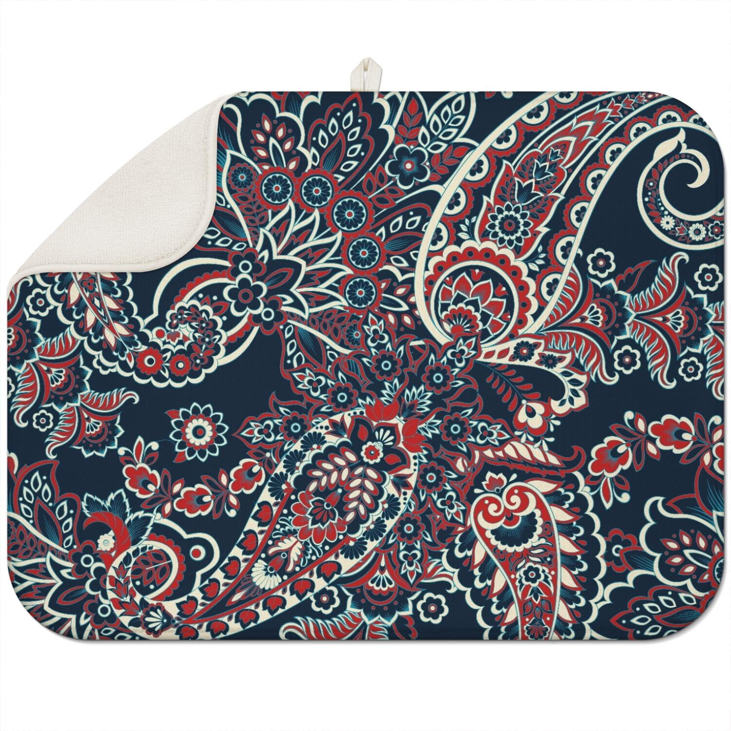 Exotic Paisley Artwork Dish Drying Mat for Sink 18x24 Inch Super ...