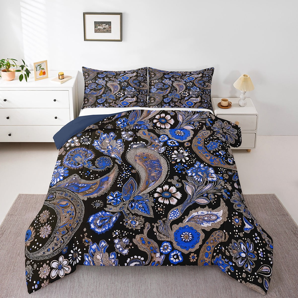 Exotic Paisley Toddler Bedding Set,Egyptian Floral Cozy Bed Set,Boho ...
