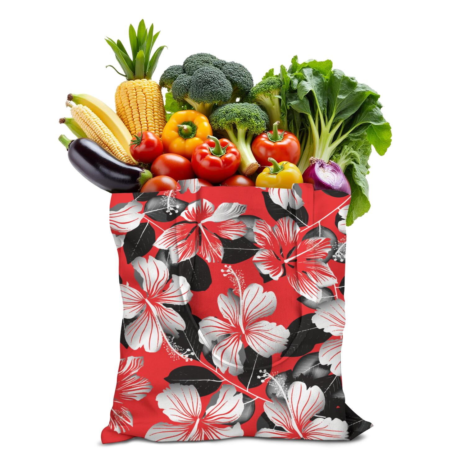 Exotic Palm Tree Canvas Tote Bag, Reusable Hawaiian Beach Landscape ...