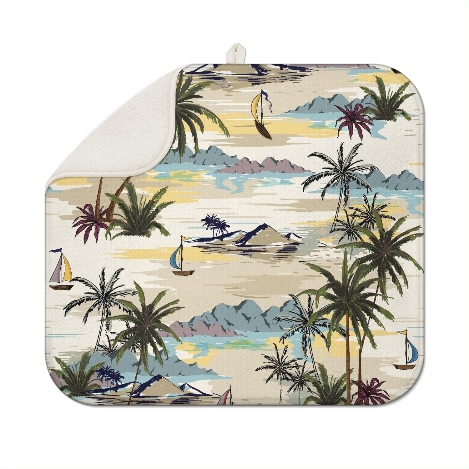Exotic Palm Tree Kitchen Counter Mat Absorbent Heat Resistant Non-Slip ...