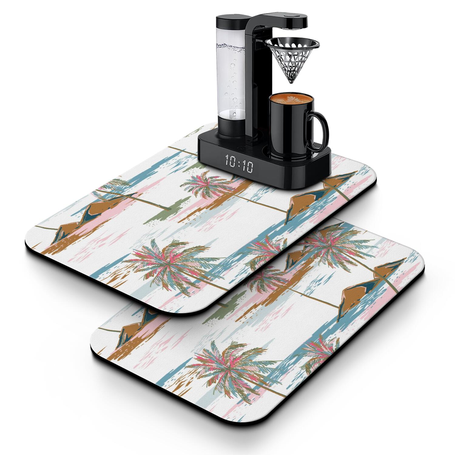 Exotic Palm Tree Kitchen Mat, Diatom Mud Dish Drying Pad, Hawaiian ...