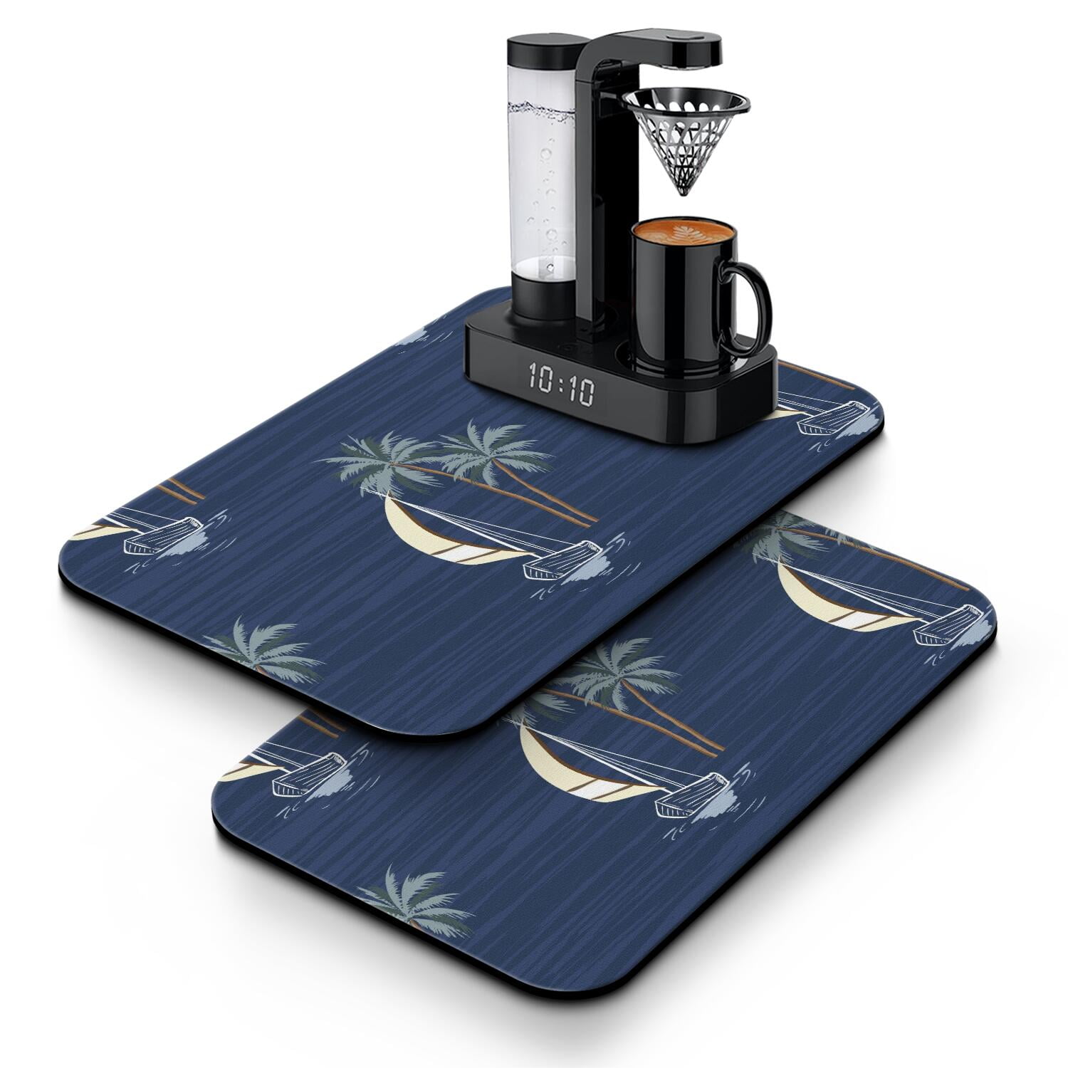 Exotic Palm Tree Kitchen Mat, Diatom Mud Dish Drying Pad, Hawaiian ...