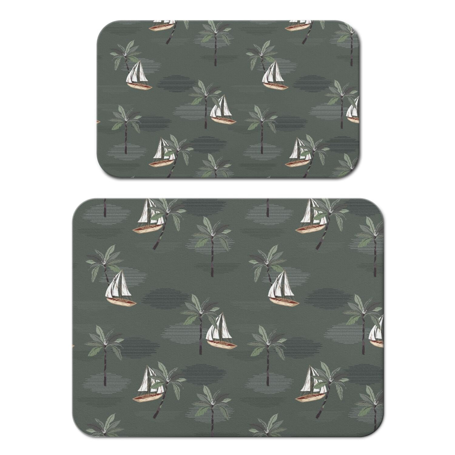 Exotic Palm Tree Kitchen Mat, Diatom Mud Dish Drying Pad, Hawaiian ...
