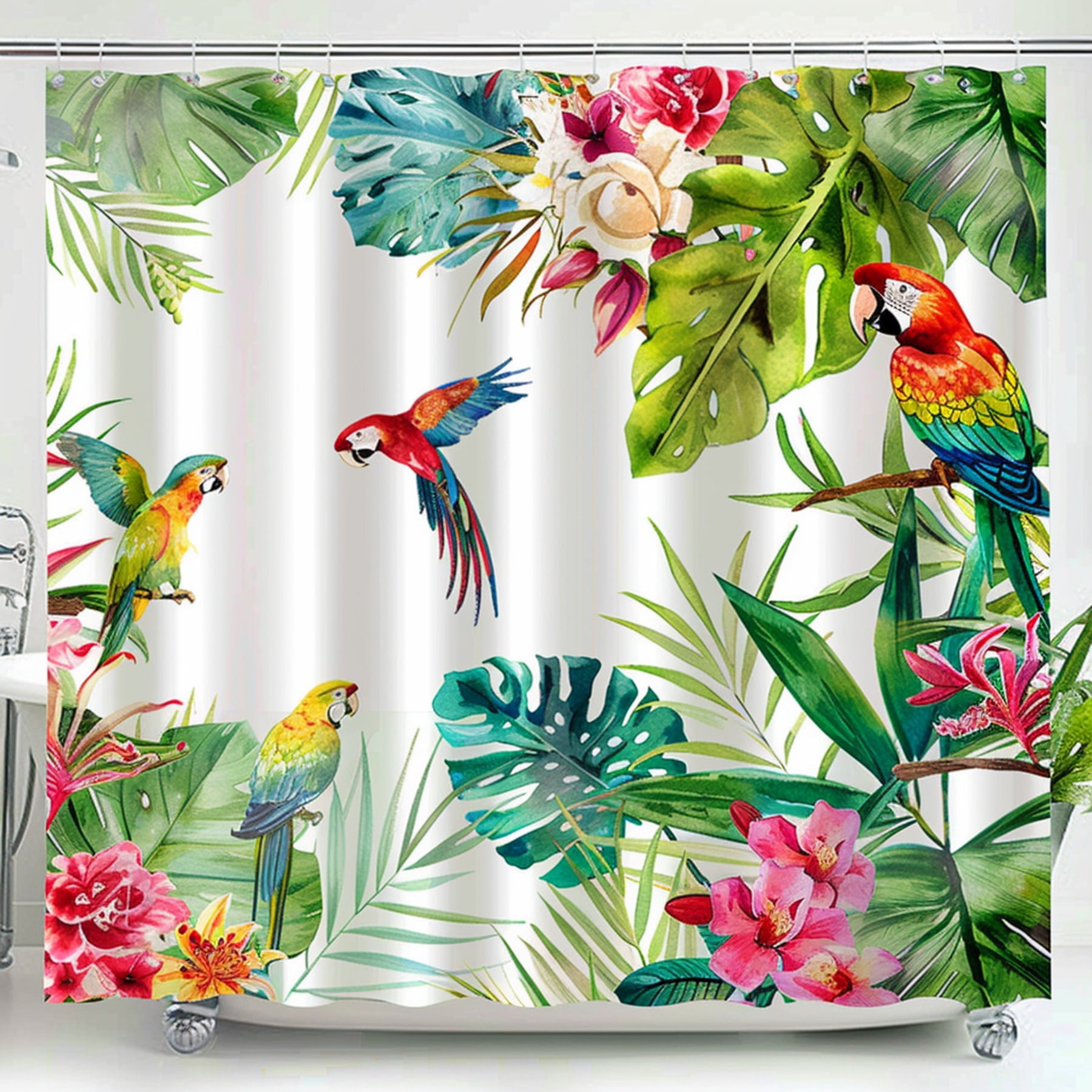 Exotic Paradise Shower Curtain Vibrant Tropical Rainforest Design With
