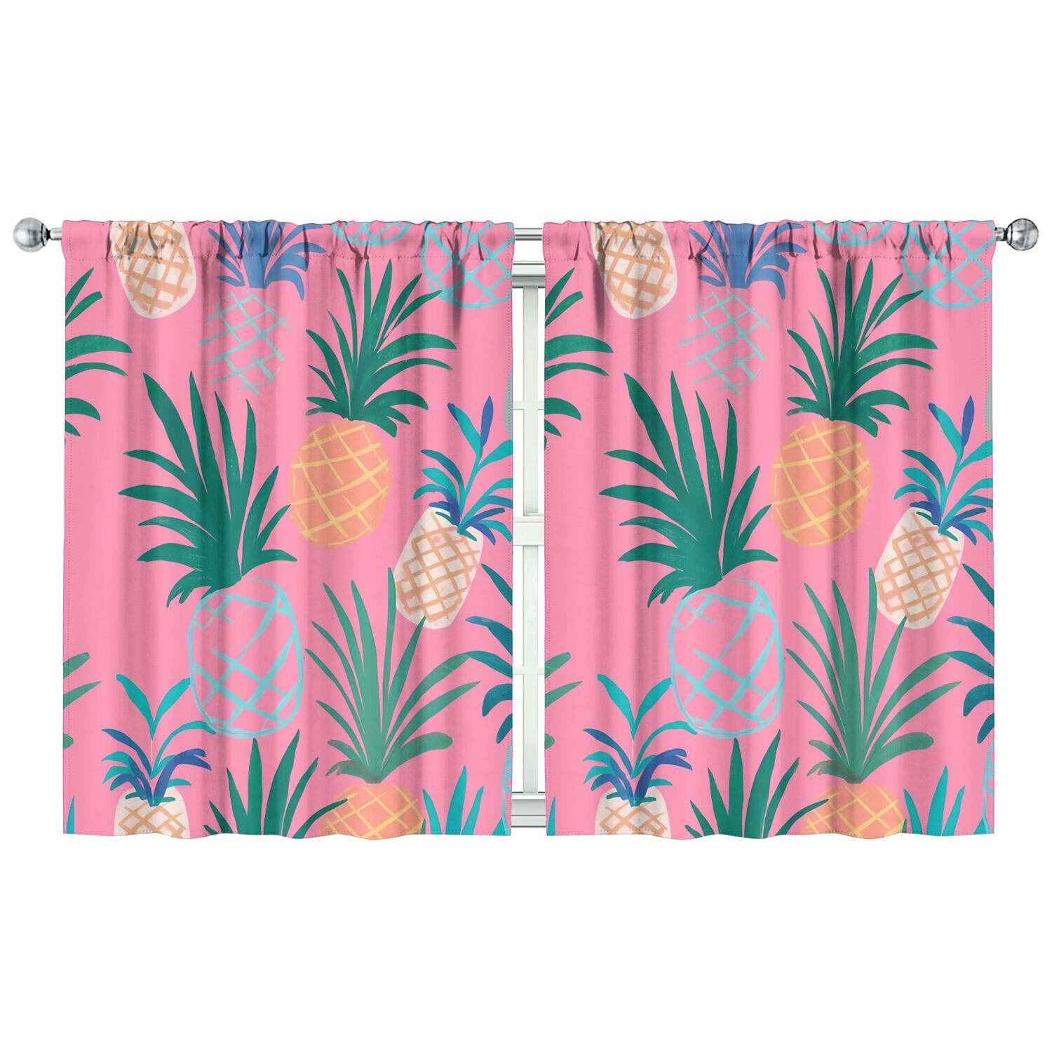 Exotic Pineapple Kitchen Curtains Set Of 2 42x54 Inch Tier Panels