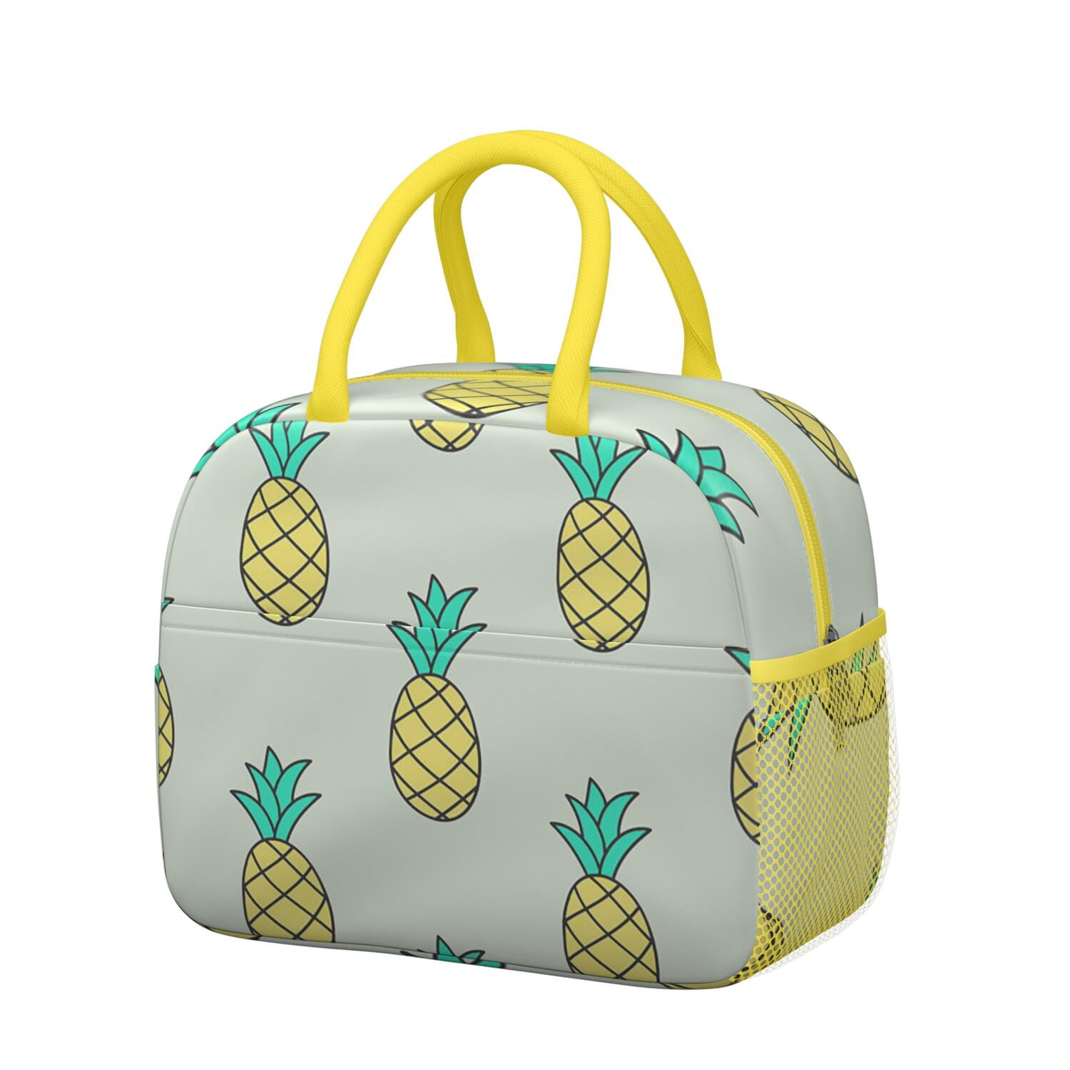 Exotic Pineapple Lunch Tote - Insulated & Reusable Lunch Bag with Metal ...