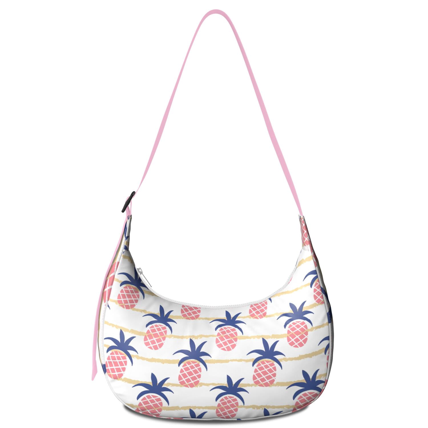 Exotic Pineapple Print Hobo Purse for Women, Yellow Tropical Crossbody ...