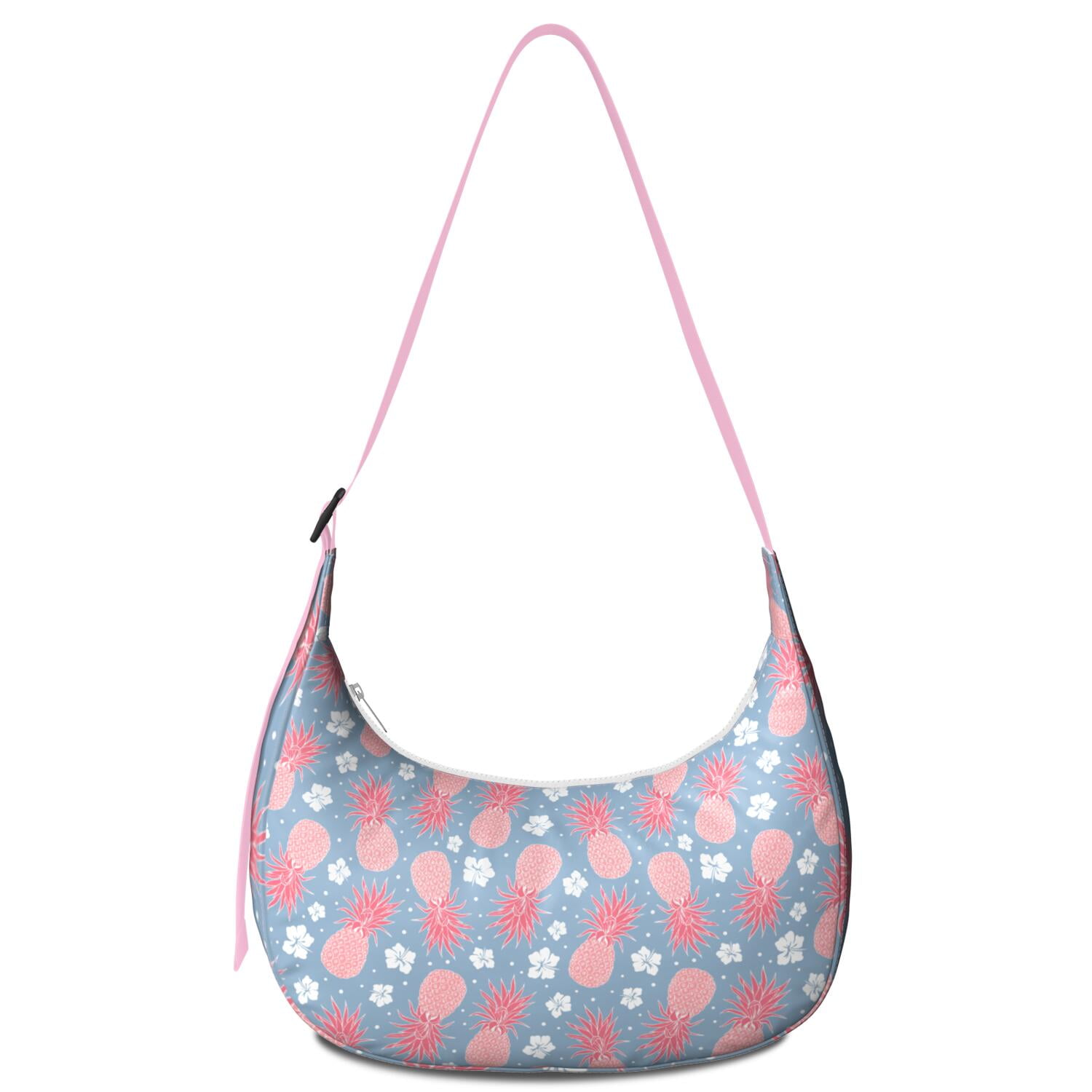 Exotic Pineapple Print Hobo Purse for Women, Yellow Tropical Crossbody ...