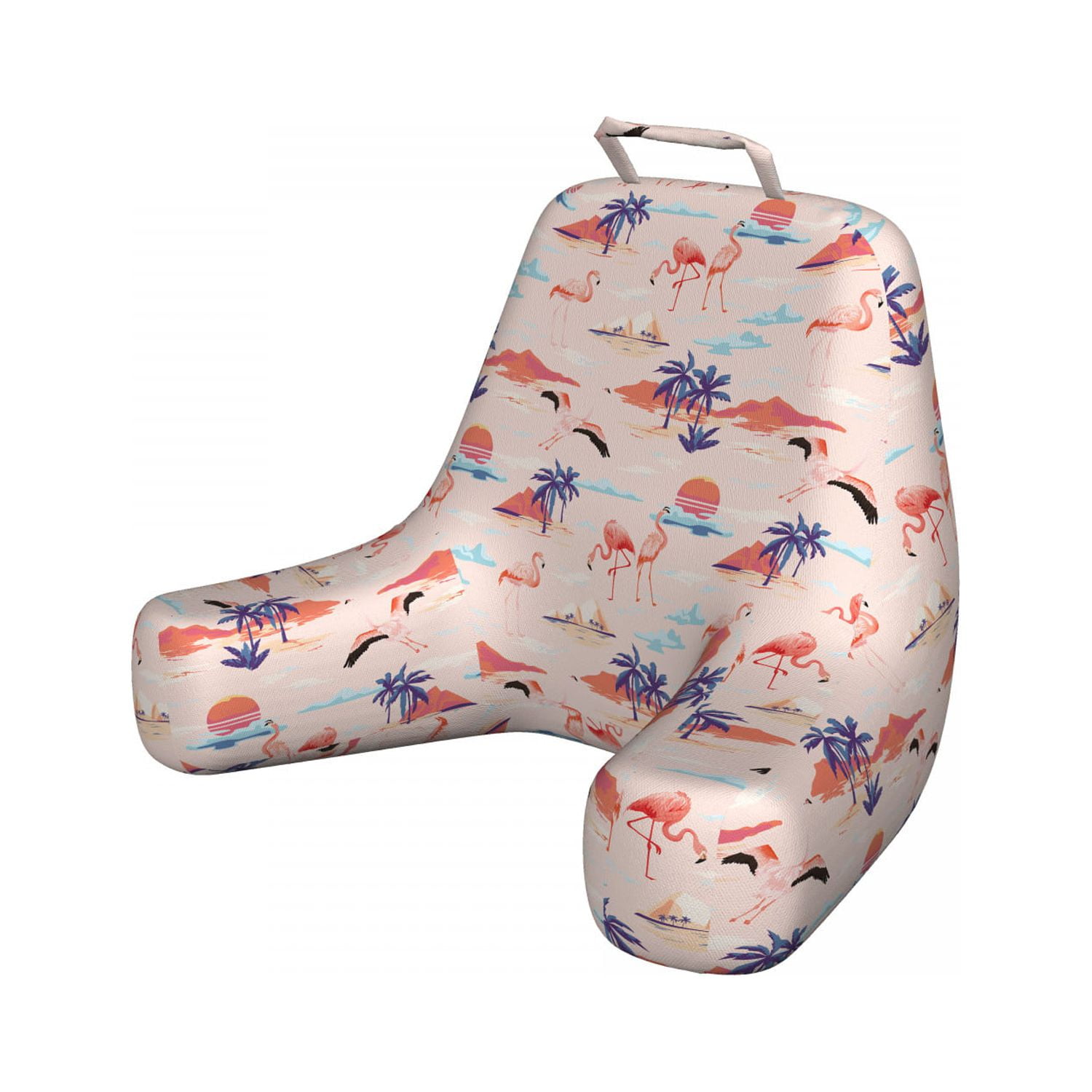 Exotic Reading Pillow Cover, Flamingo Birds in Tropic Island Sunset ...