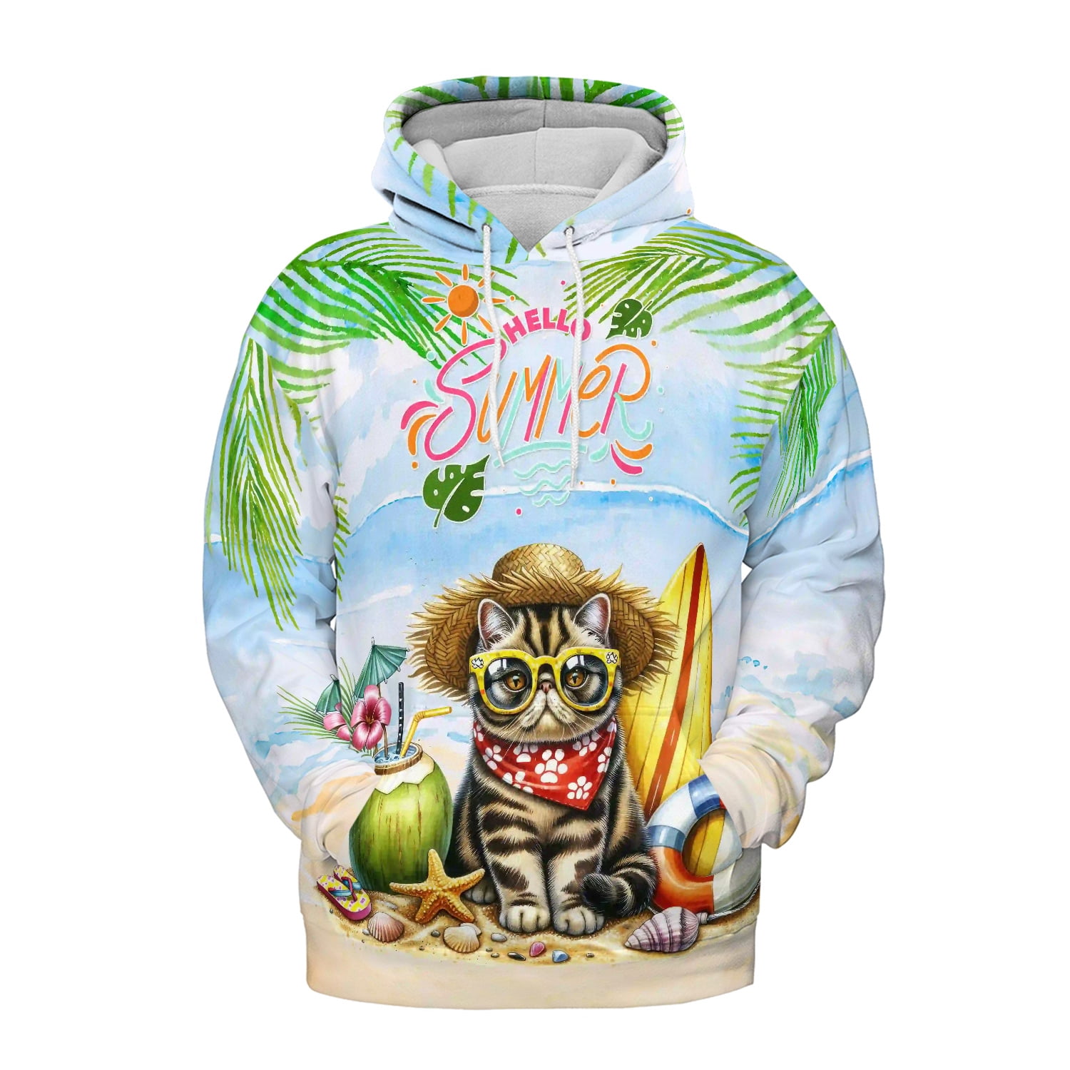 Exotic Shorthair Hello Summer with Sunglasses and Surfboard Tropical ...