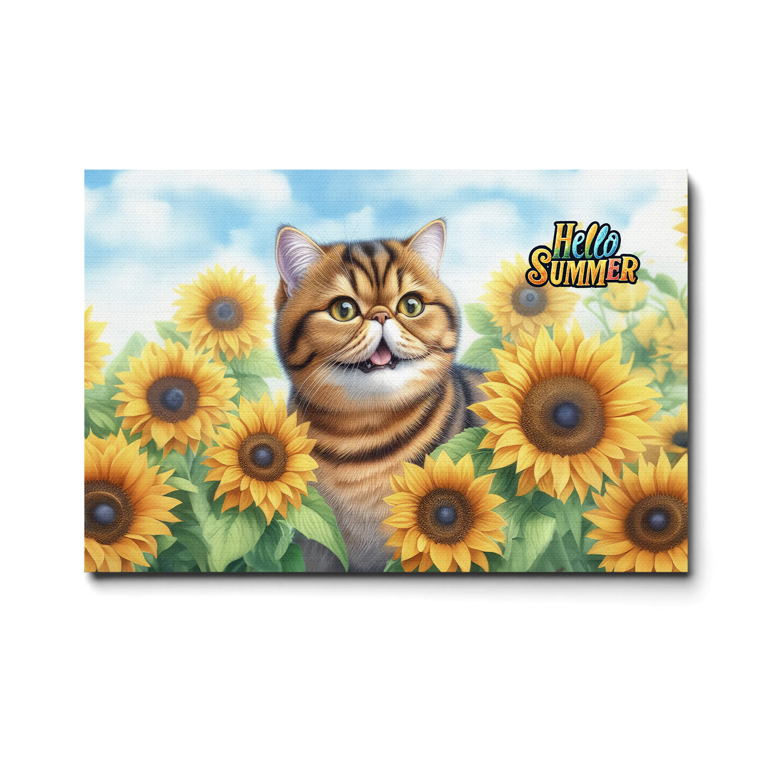 Exotic Shorthair Hello Summer Sunshine Sunflowers Spring Retro Vintage ...