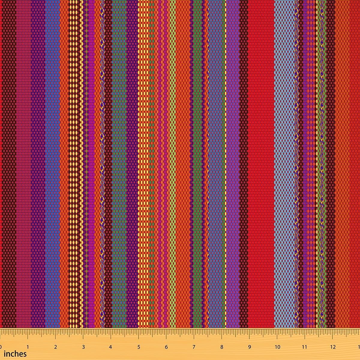 Exotic Stripes Fabric by The Yard Vintage Mexican Replicate Lines Style ...