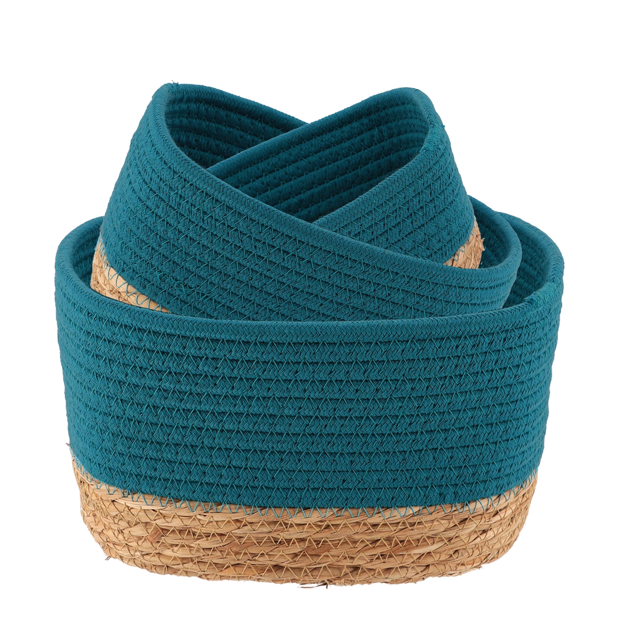 Exotic Tahitian Blue Cotton Storage Baskets Organizer Padang Bins ...