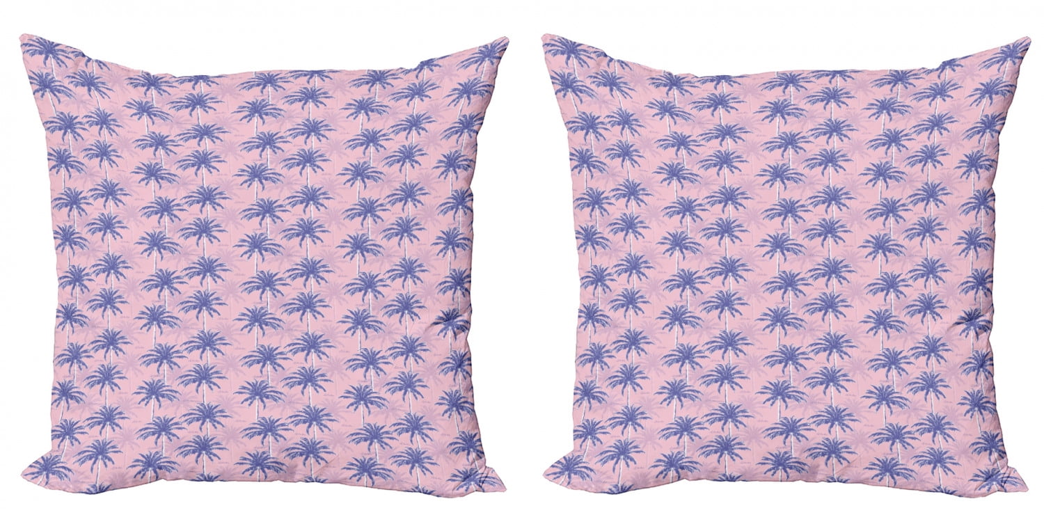 Ambesonne Exotic Throw Pillow Cover 2 Pack, Abstract Jungle Palms Aloha ...