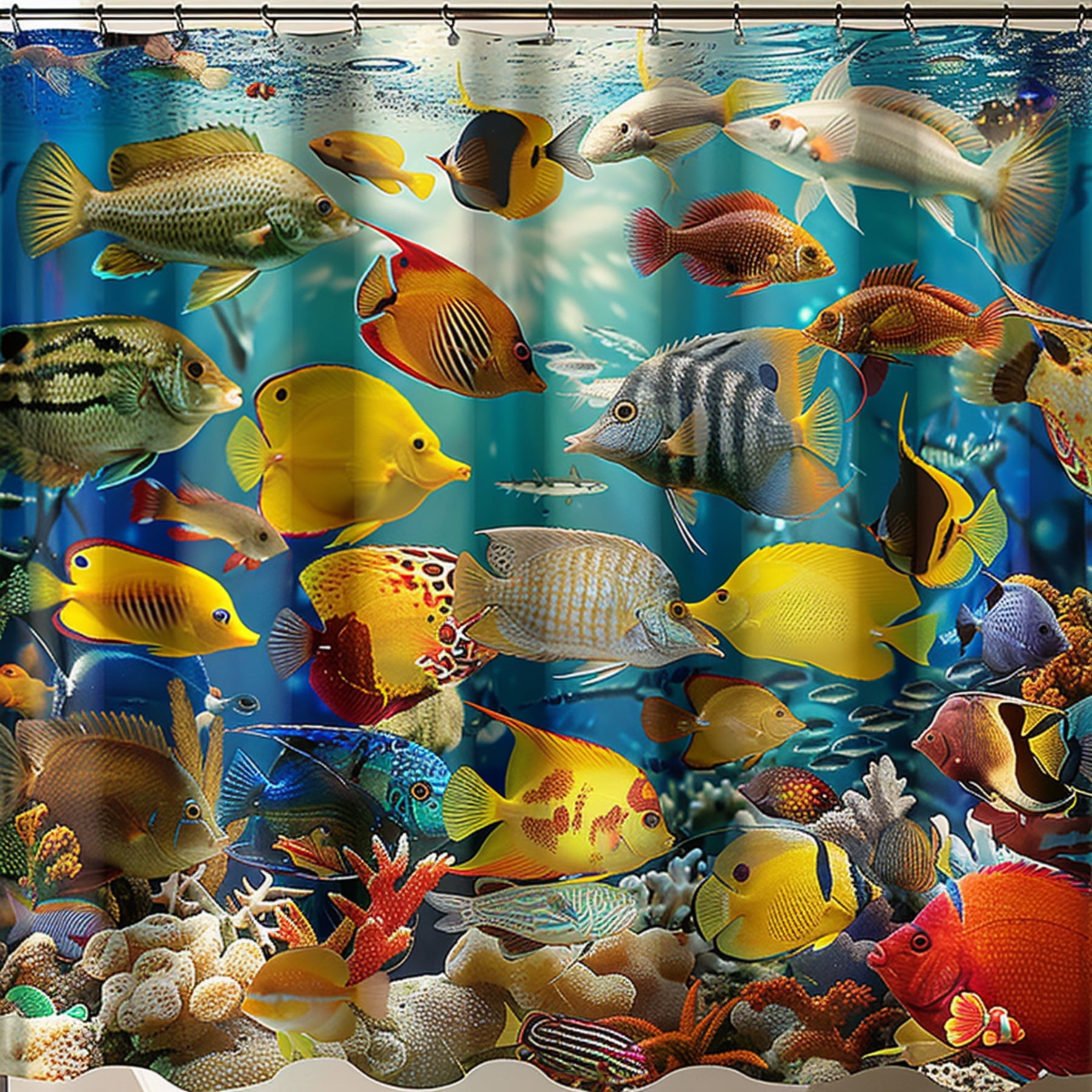 Exotic Tropical Fish Garden Shower Curtain Vibrant Colors Ultra ...