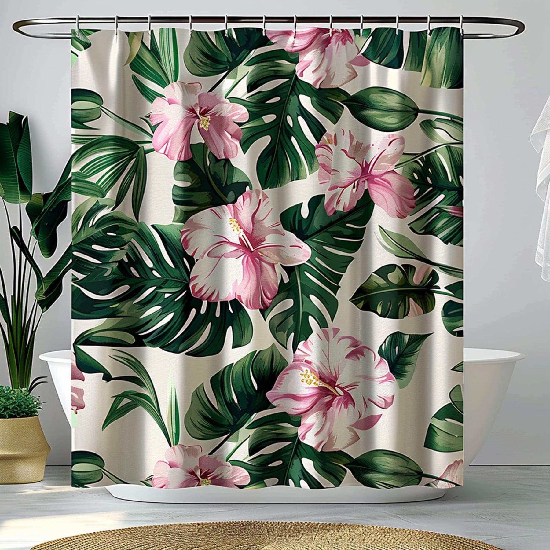 Exotic Tropical Floral Shower Curtain With Elegant Chineseinspired