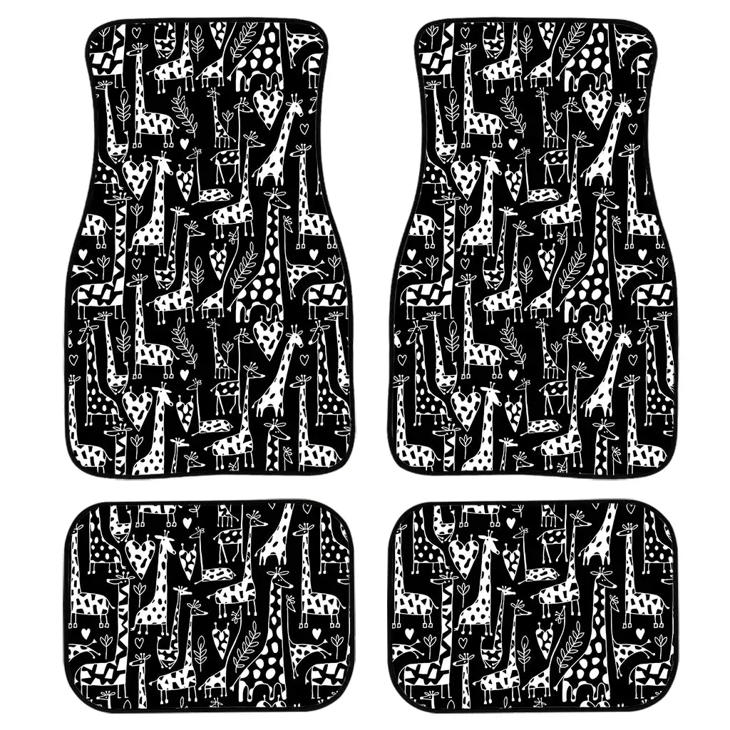 Exotic Tropical Giraffe Pattern Print Car Floor Mat Vintage Carpet Anti-Slip Rubber Mat Pack of ...